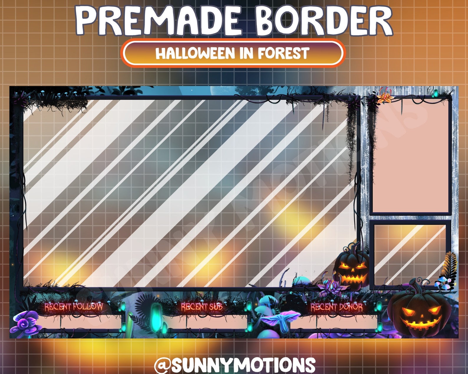 FULL ANIMATED Halloween Twitch Overlay Stream Package / Moon Witch ...