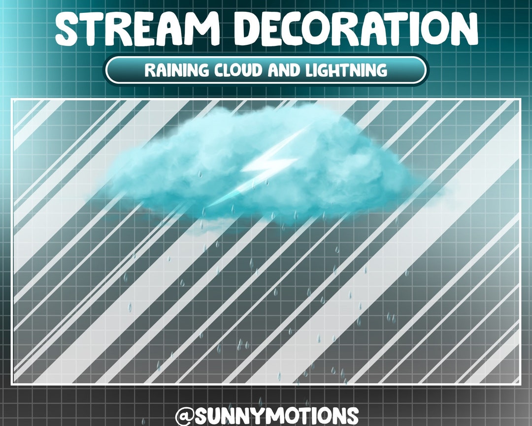 Animated Stream Decoration: Teal Blue Cloud With Lightning Bolt Inside ...