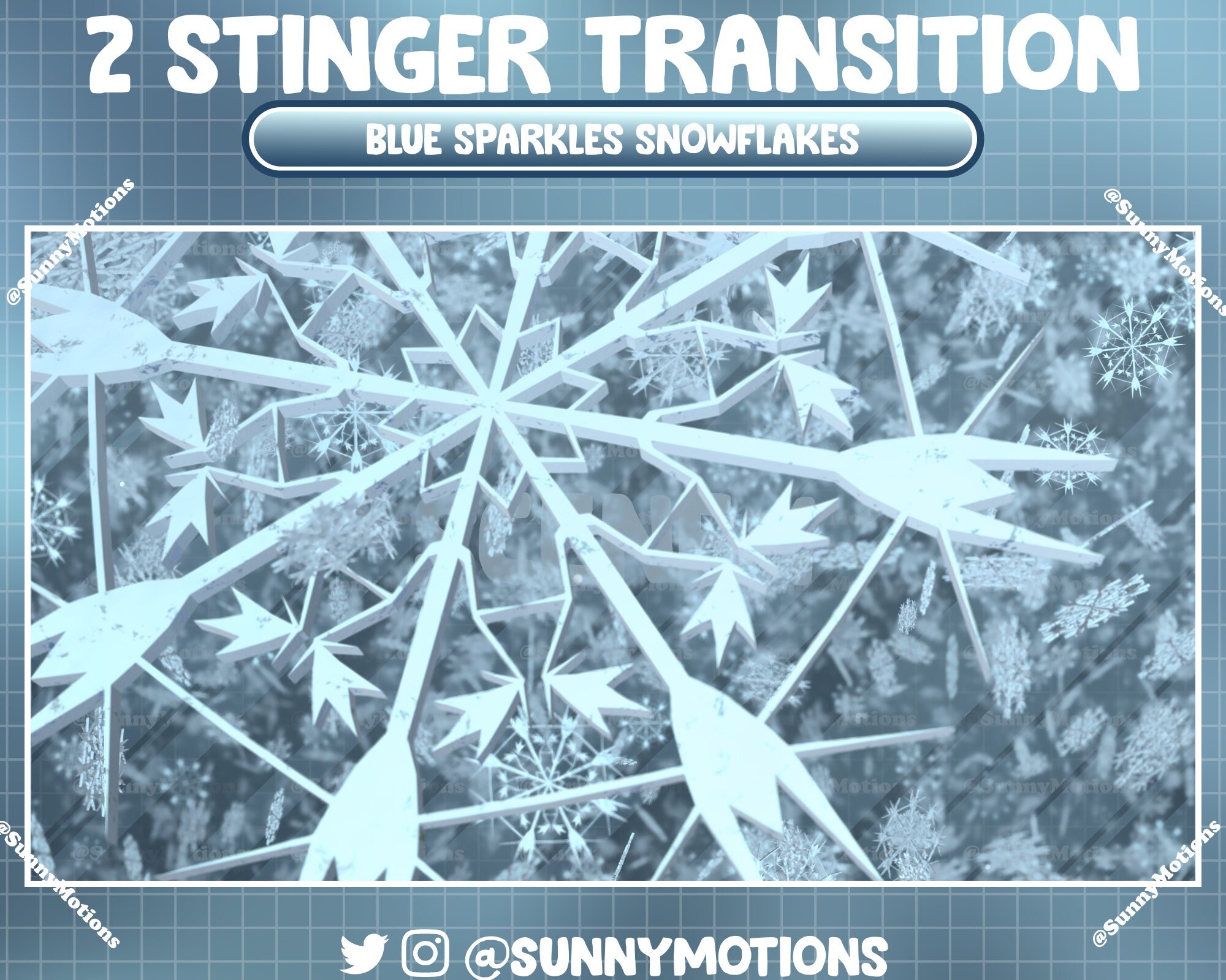 2 Animated Sparkles Blue Frozen Snowflakes Stream Stinger Transition ...