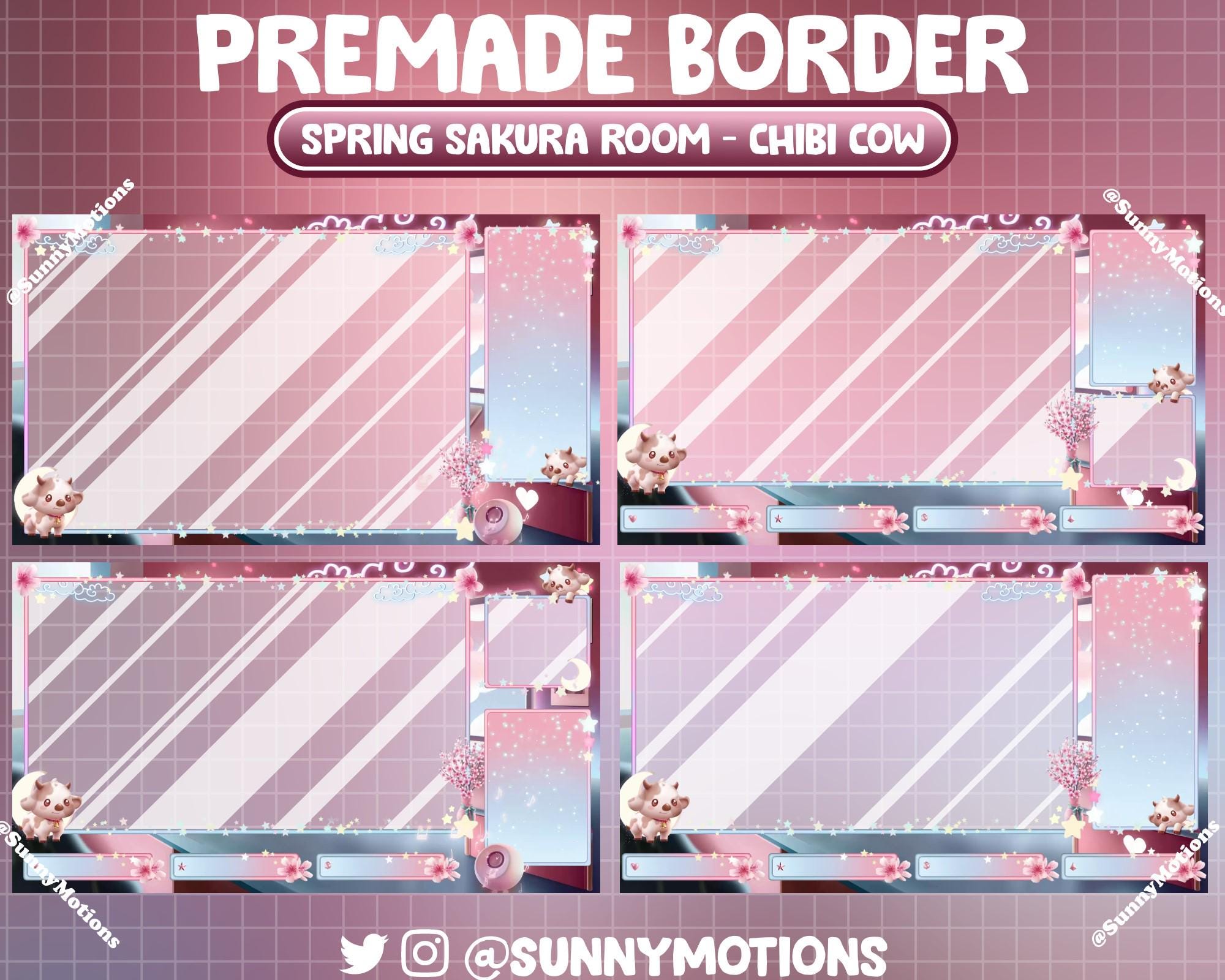 ANIMATED Twitch Overlay Stream Package: Pink Blue Sakura Spring Game ...