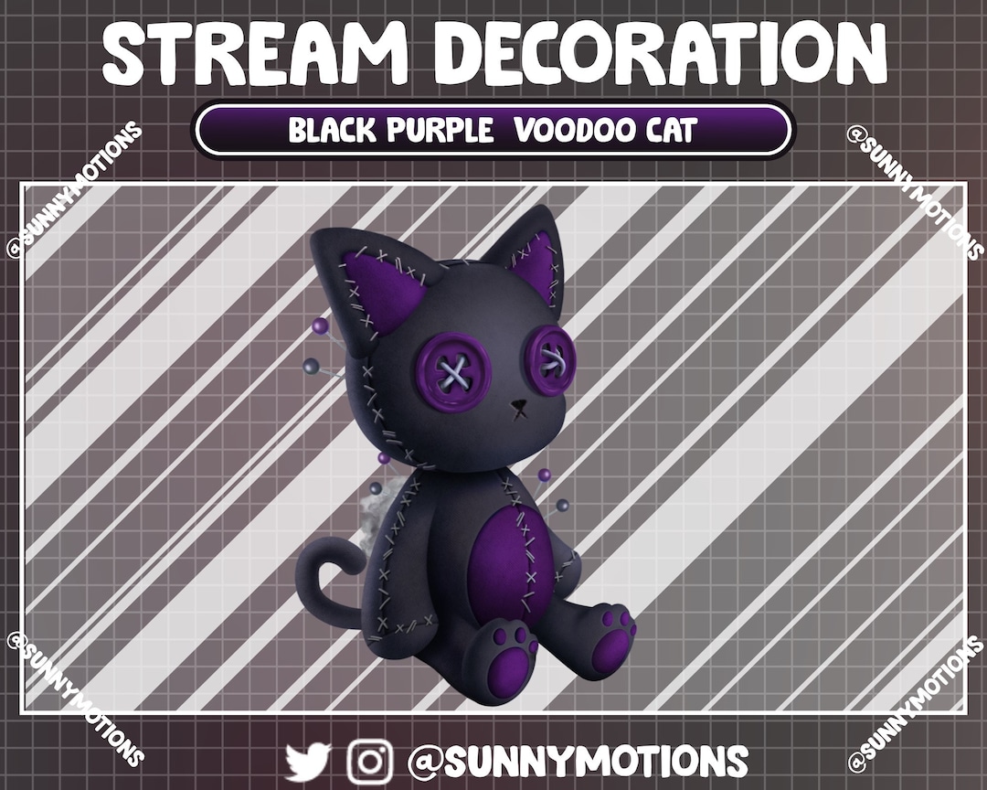Animated Stream Decoration Horror Animal Plushy: Black Purple Voodoo ...