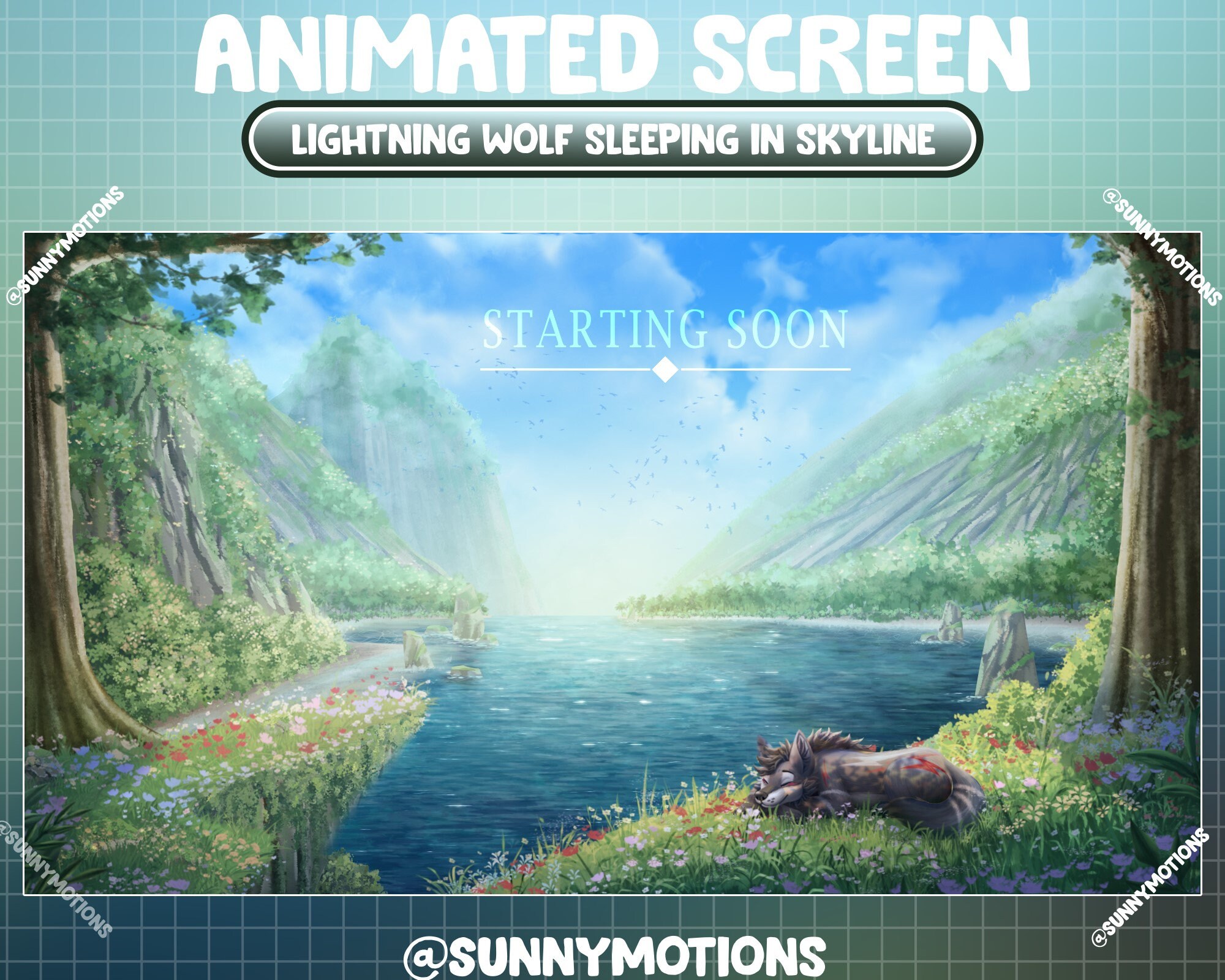 ANIMATED Screen Twitch Overlay / Lightning Black Wolf Sleeping - Etsy ...