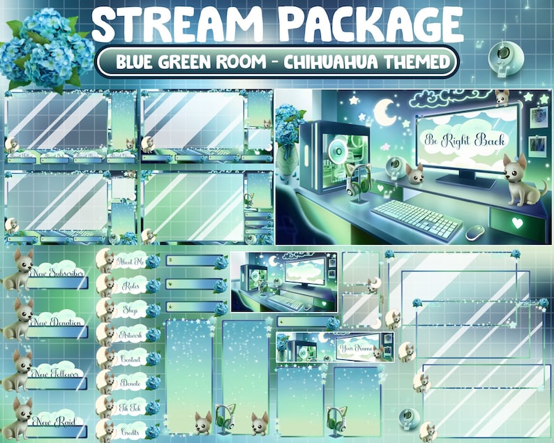 ANIMATED Twitch Overlay Stream Package / Lo-fi Aesthetic Blue - Etsy