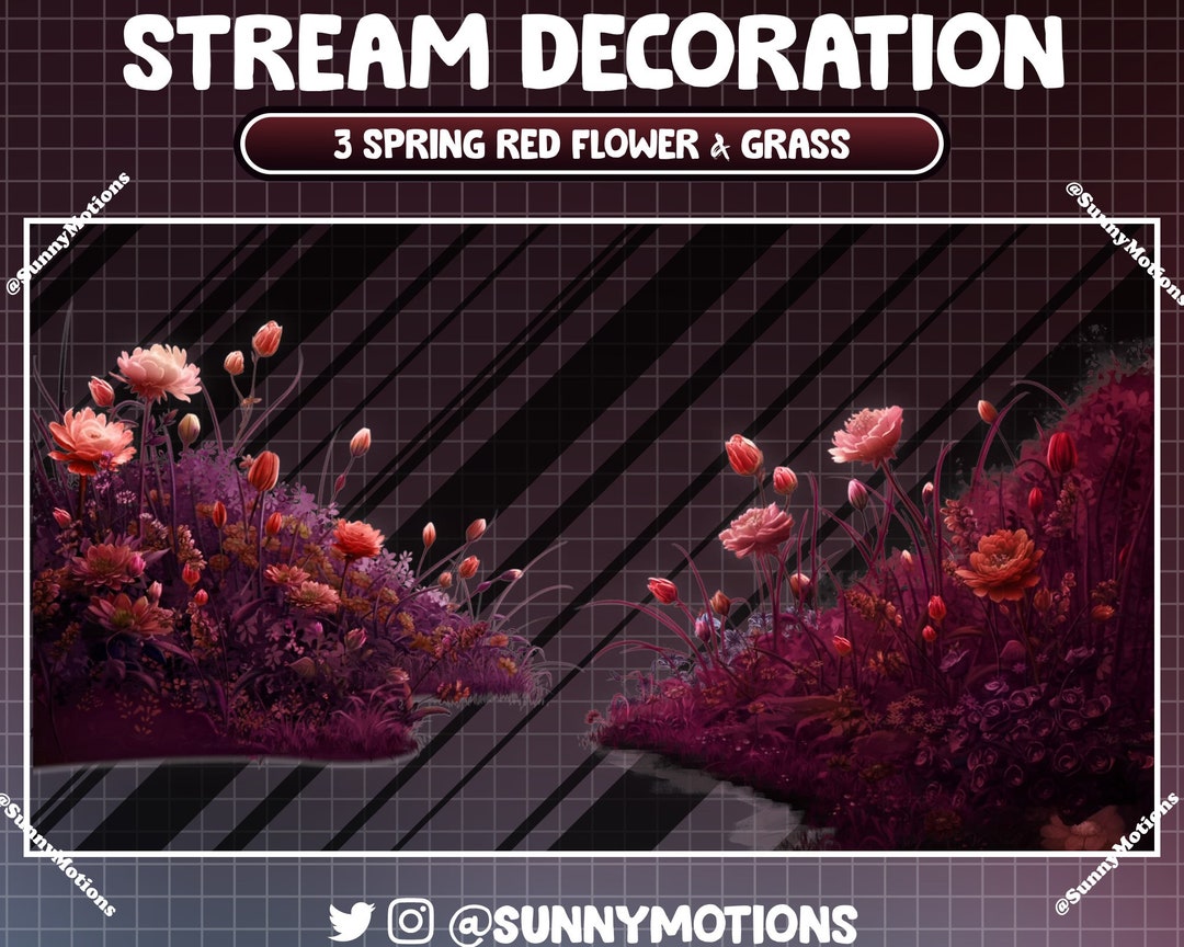Animated Stream Decoration: Magical Red Glowing Garden Twitch Overlay ...
