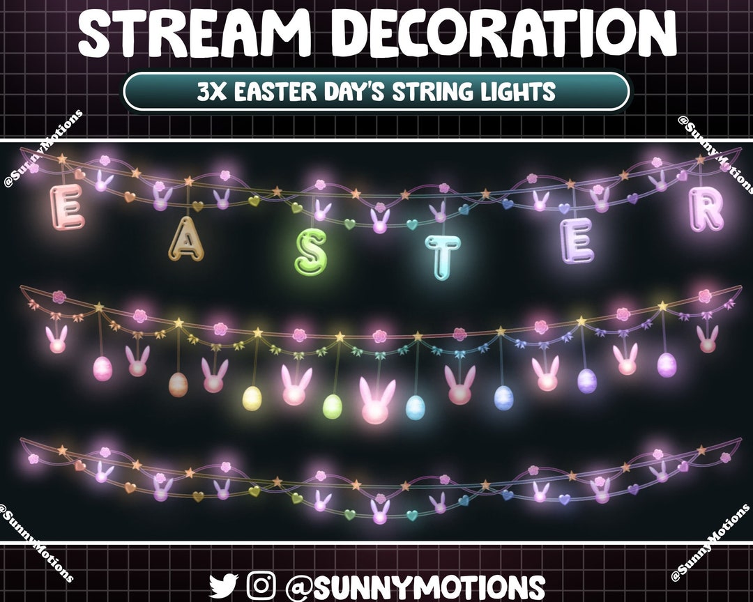 Animated Stream Decoration: Aesthetic Glowing Easter Day's Light String ...