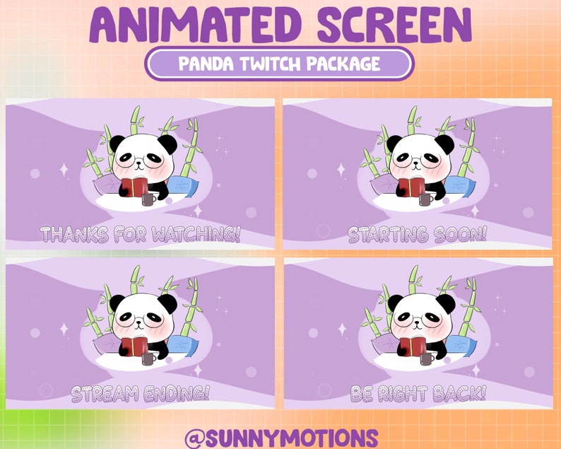 FULL ANIMATED Twitch Stream Package Cute Panda in Magical Lake / Bamboo ...