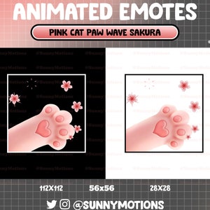 Pink Cat Paw Wave Sakura Animated Twitch Emotes, Kawaii Pastel Pink Cat ...
