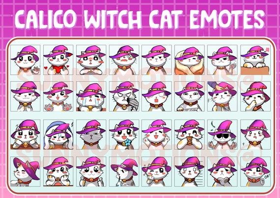 32x Twitch Discord Emotes Calico Witch Cat / Kitty / Cats / | Etsy