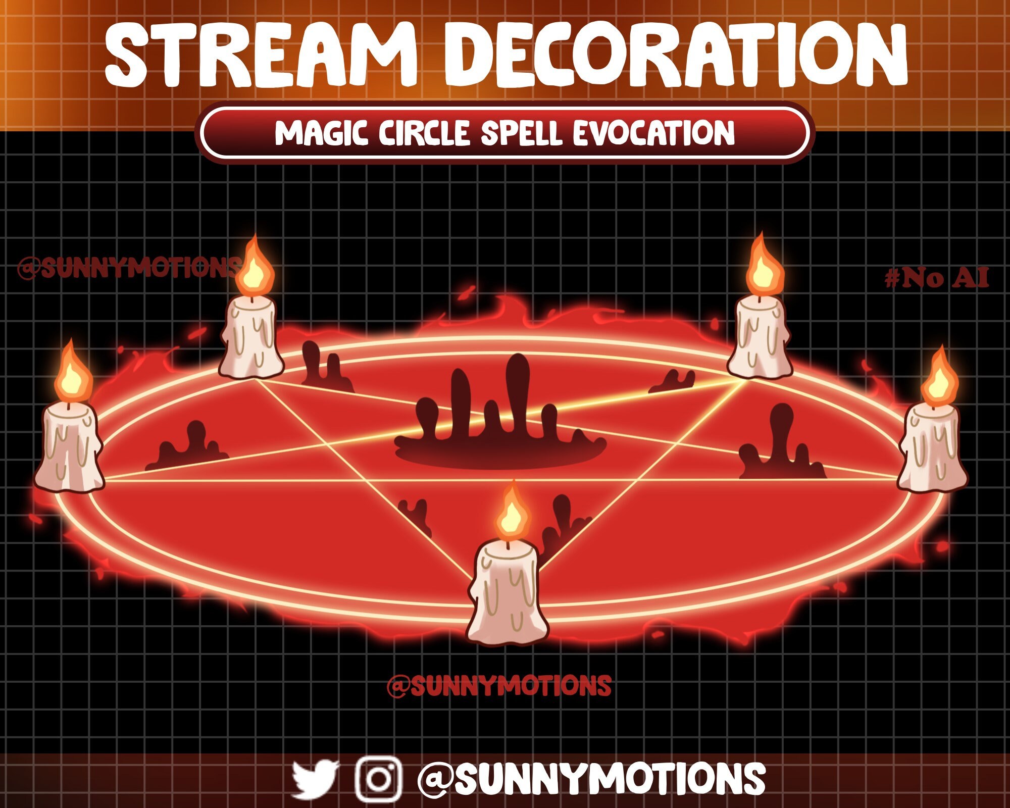 Animated Stream Decoration: Magic Circle Spell Evocation, Red Blood ...