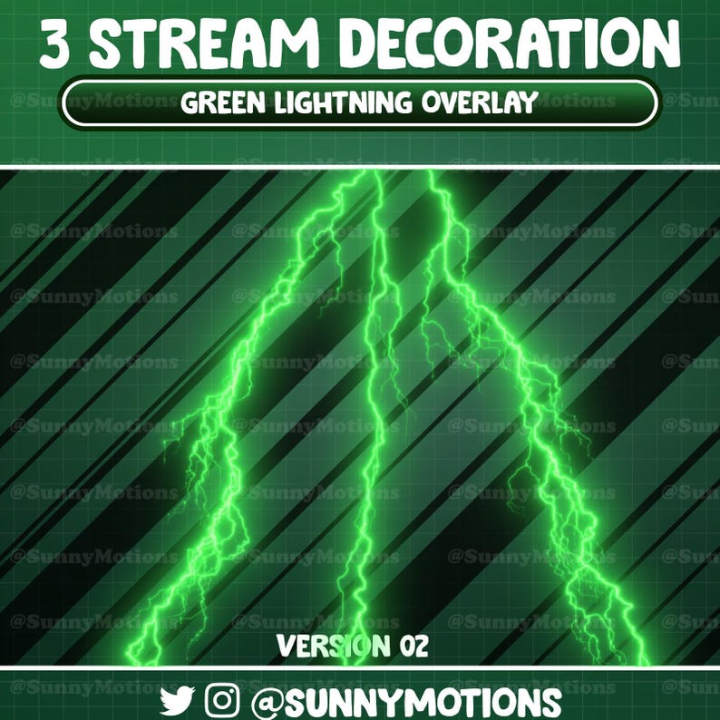 Animated Stream Decoration: Aesthetic Green Lightning Twitch Overlay ...