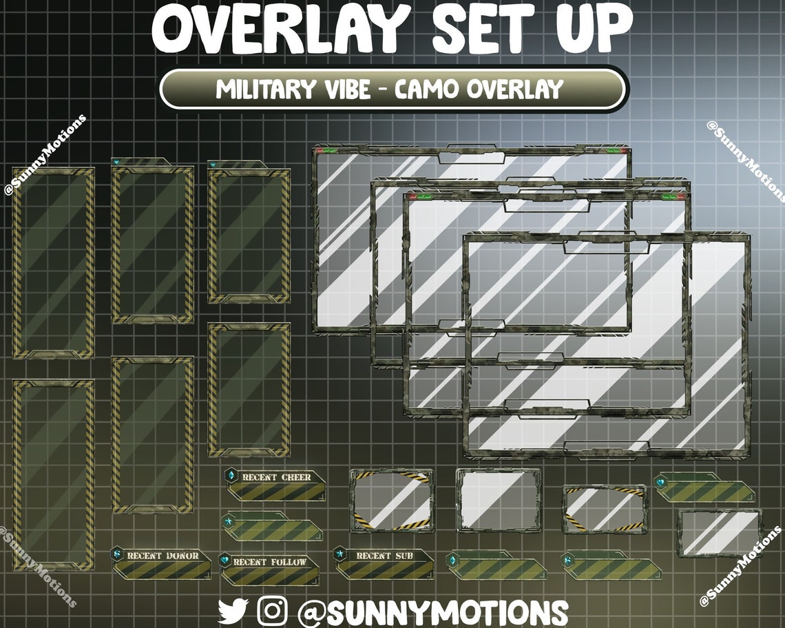 FULL ANIMATED Stream Package: Military Room Vibe, Green Camo Twitch ...