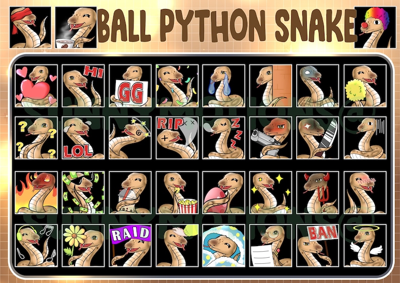 Cute Chibi Ball Python Snake Twitch Discord Mixer Youtube - Etsy