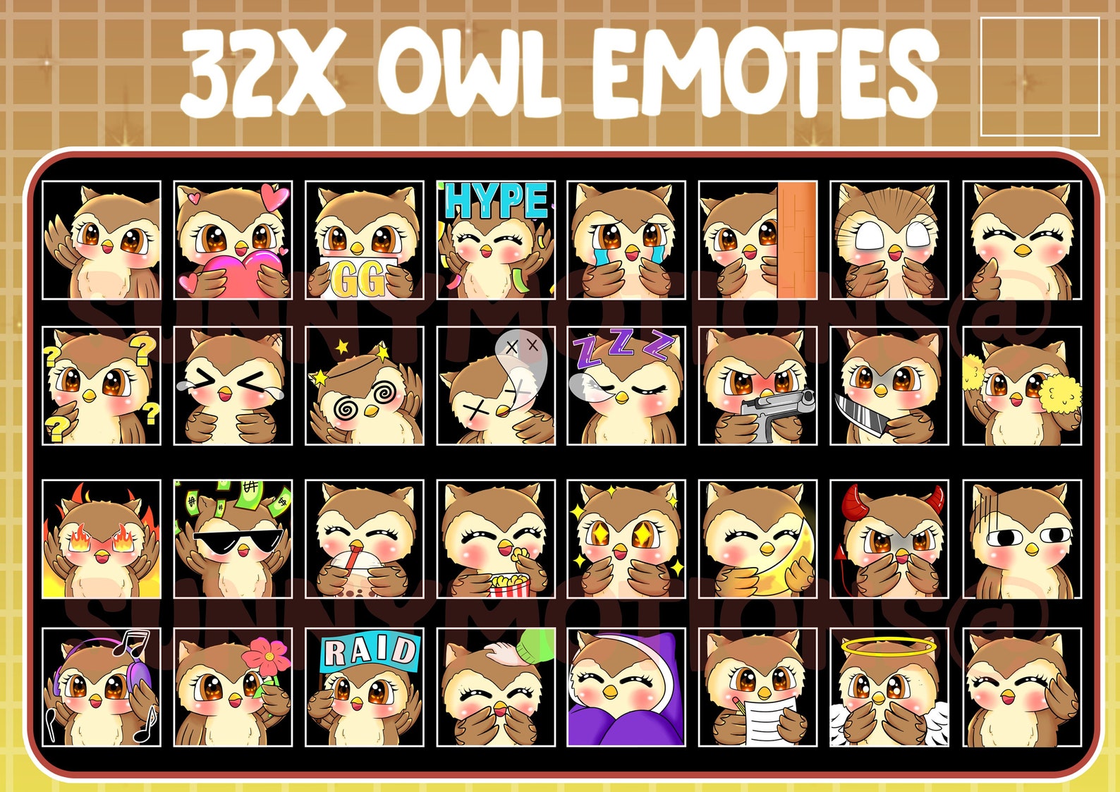 32 Cute Kawaii Owl Twitch Discord Emotes / Kawai Animal Emoji | Etsy