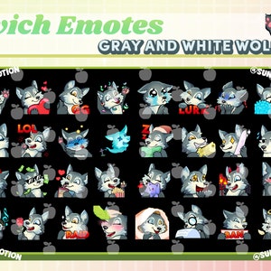 32x Cute Chibi Kawaii Gray Wolf With Yellow and Blue Eyes Twitch ...