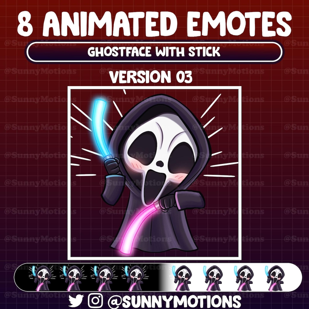 Animated Twitch Emotes: Scary Ghostie Face Light Stick, Kawaii ...