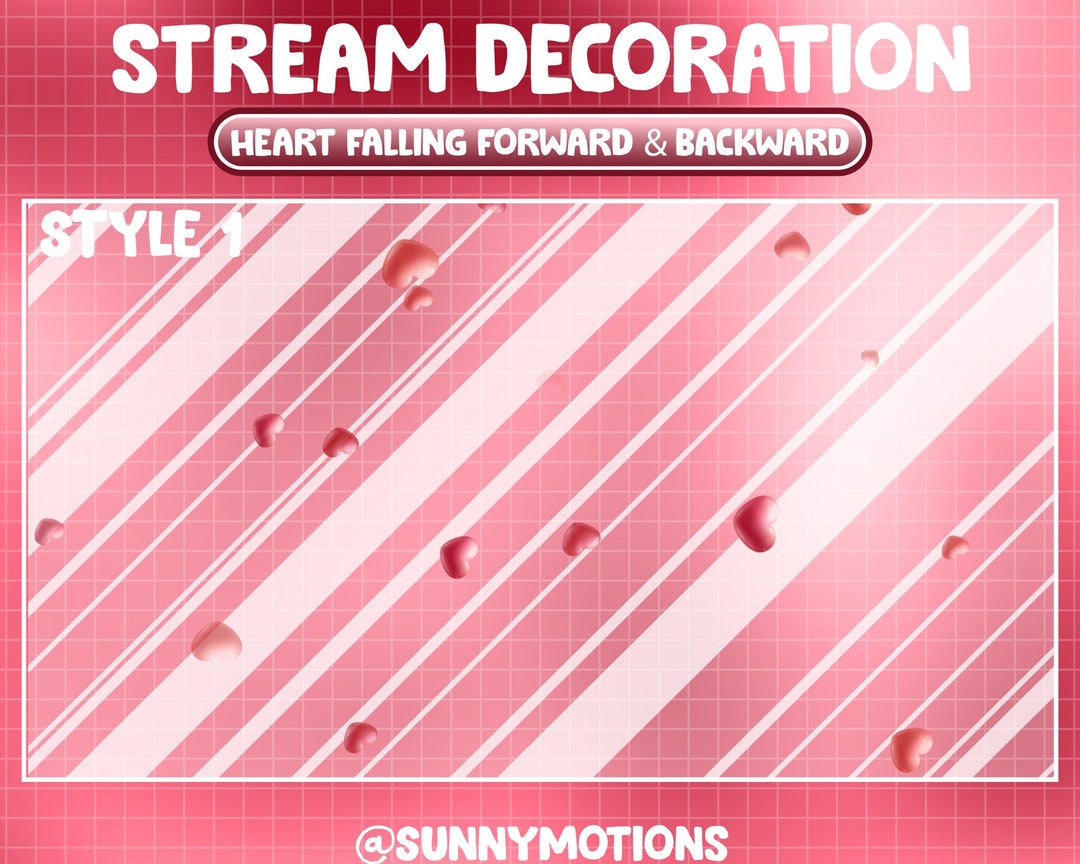 2x Animated Stream Decoration: Red Heart Bokeh Falling Forward ...