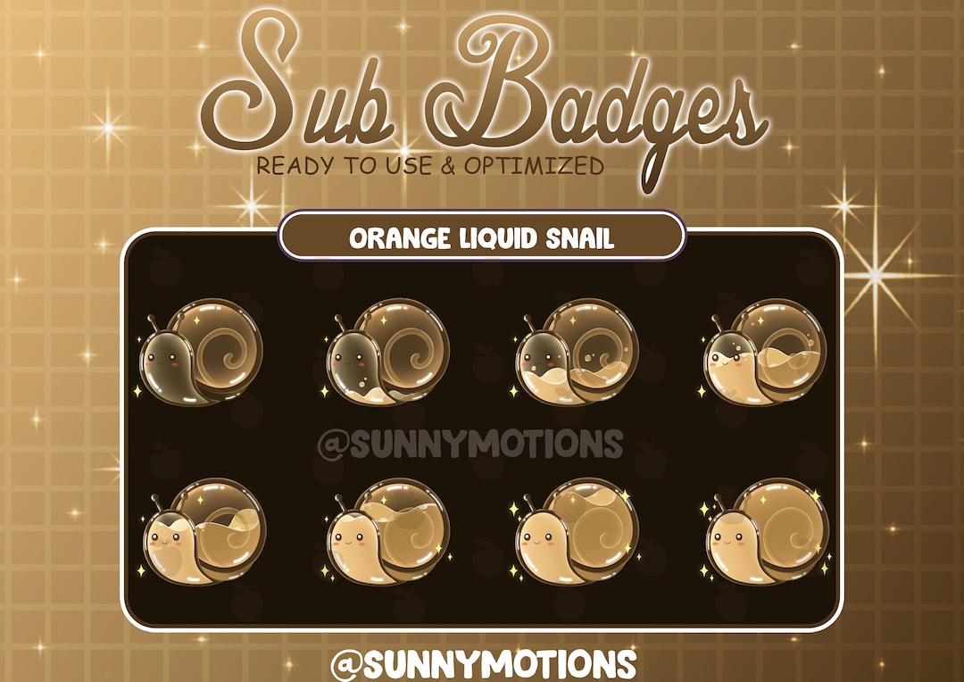 8x Kawaii Orange Brown Snail Twitch Loyalty Sub Bit Badges / Cute ...
