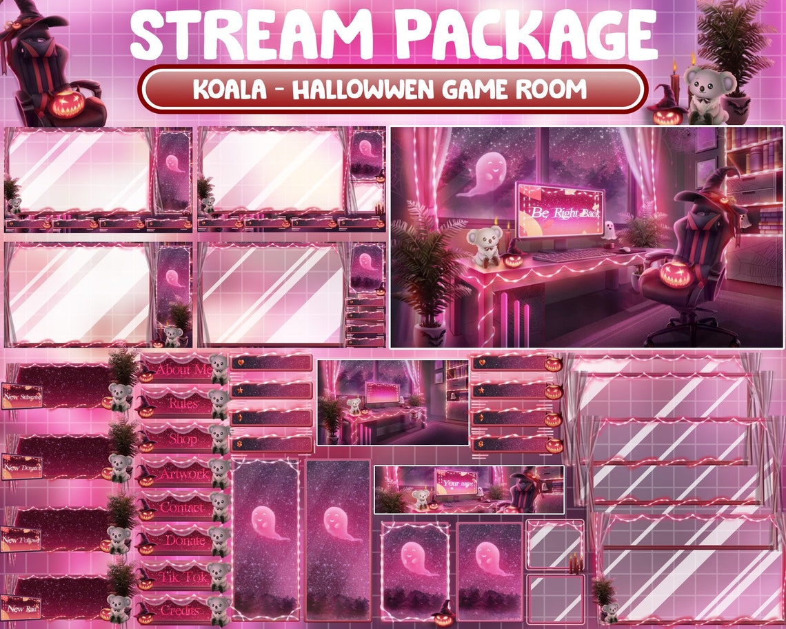 ANIMATED Koala Twitch Overlay Stream Package / Lo-fi Red - Etsy
