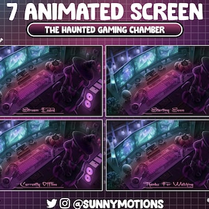 Animated Blue Purple Pink Haunted Gaming Room Console Set up Twitch ...