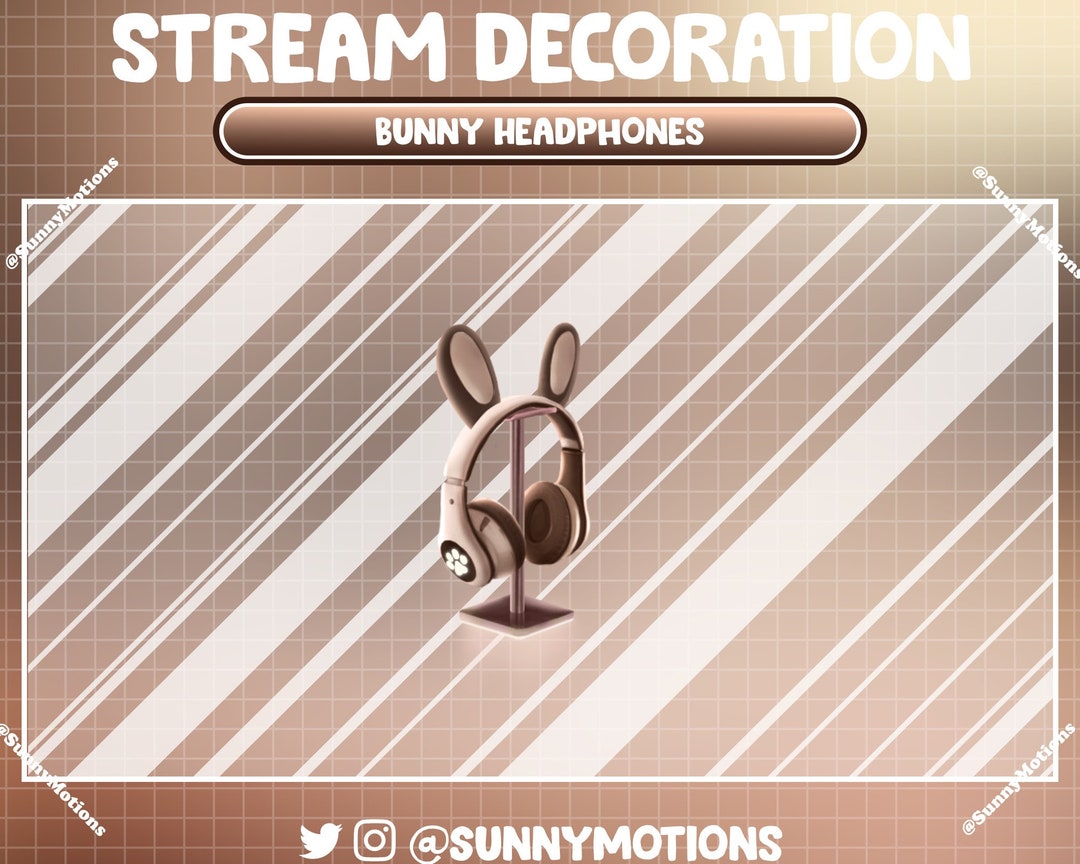 2 Animated Stream Decoration Animal: Kawaii Cozy Rabbit Headphone, Lo ...