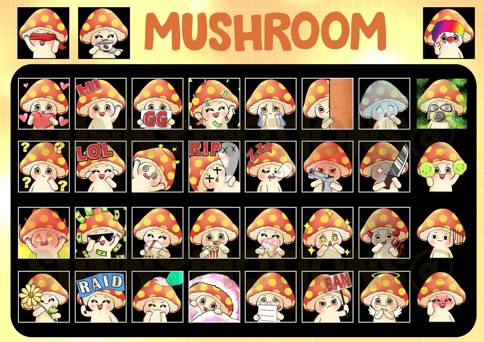 35 Cute Chibi Kawaii Mushroom Twitch Discord Mixer Youtube - Etsy