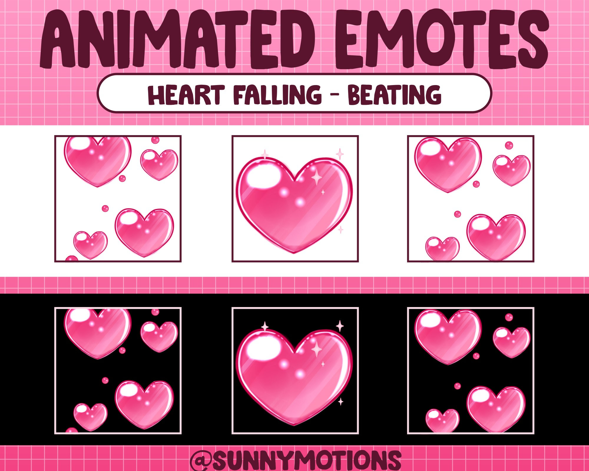 Animated Twitch Emotes / Pastel Pink Flying Hearts / Falling, Beating ...