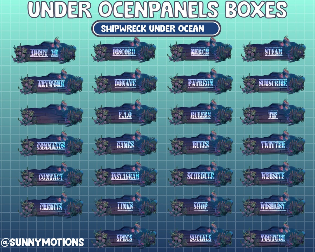 27x Twitch Under Ocean Wooden Signboards Panels / Coral Panels / Kawaii ...