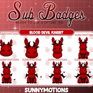 8 Red Blood Devil Rabbit Twitch Sub Bit Badges / Devil Wings / Ghost ...