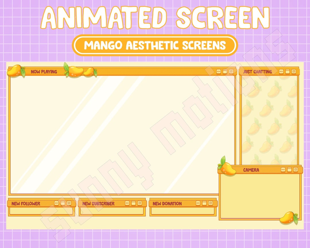 4x Animated Twitch Aesthetic Pixel Mango Fruit Computer Screen Overlay ...
