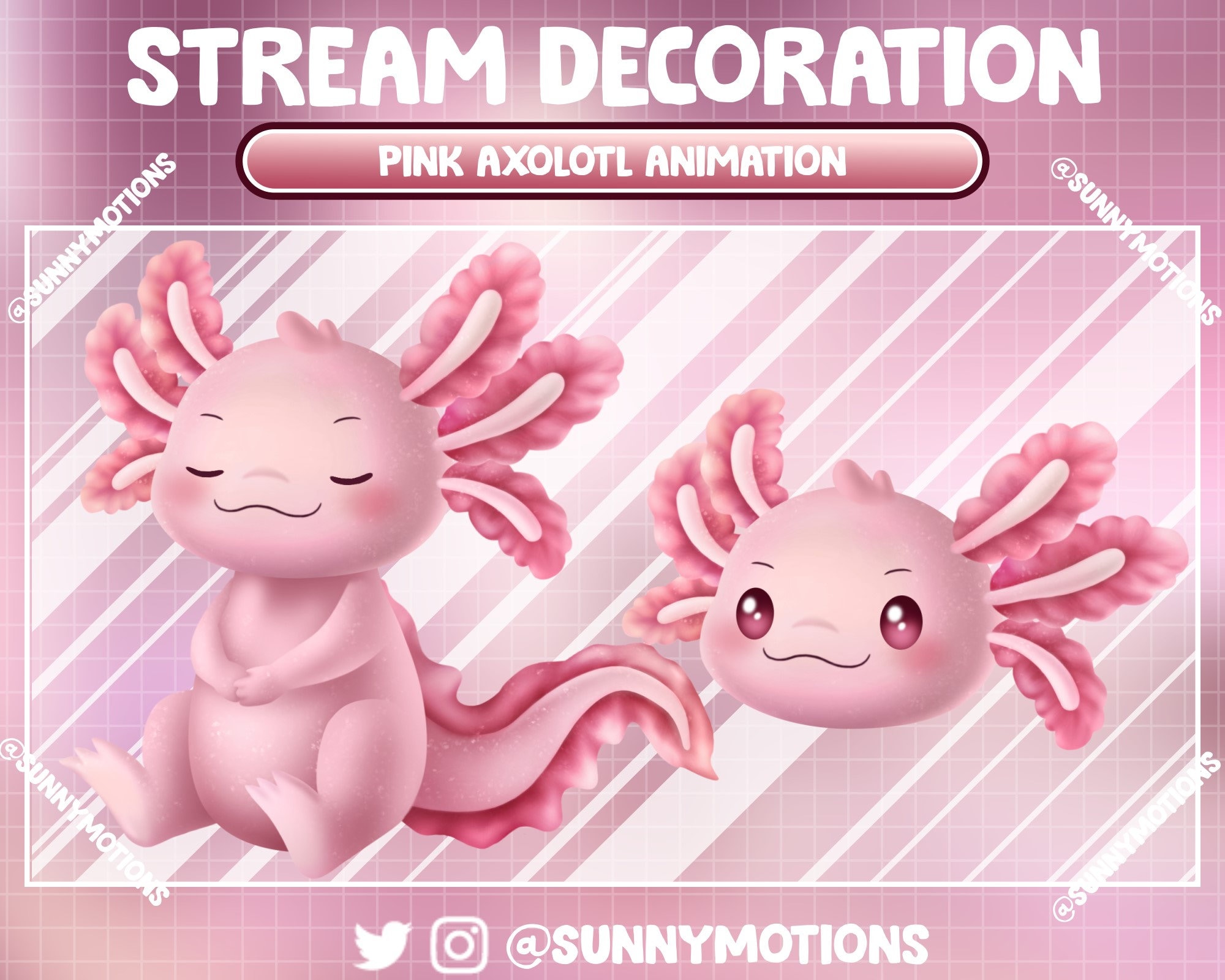 2x Animated Stream Decoration Soft Plushy Toy: Lo-fi Aesthetic Pinkish ...