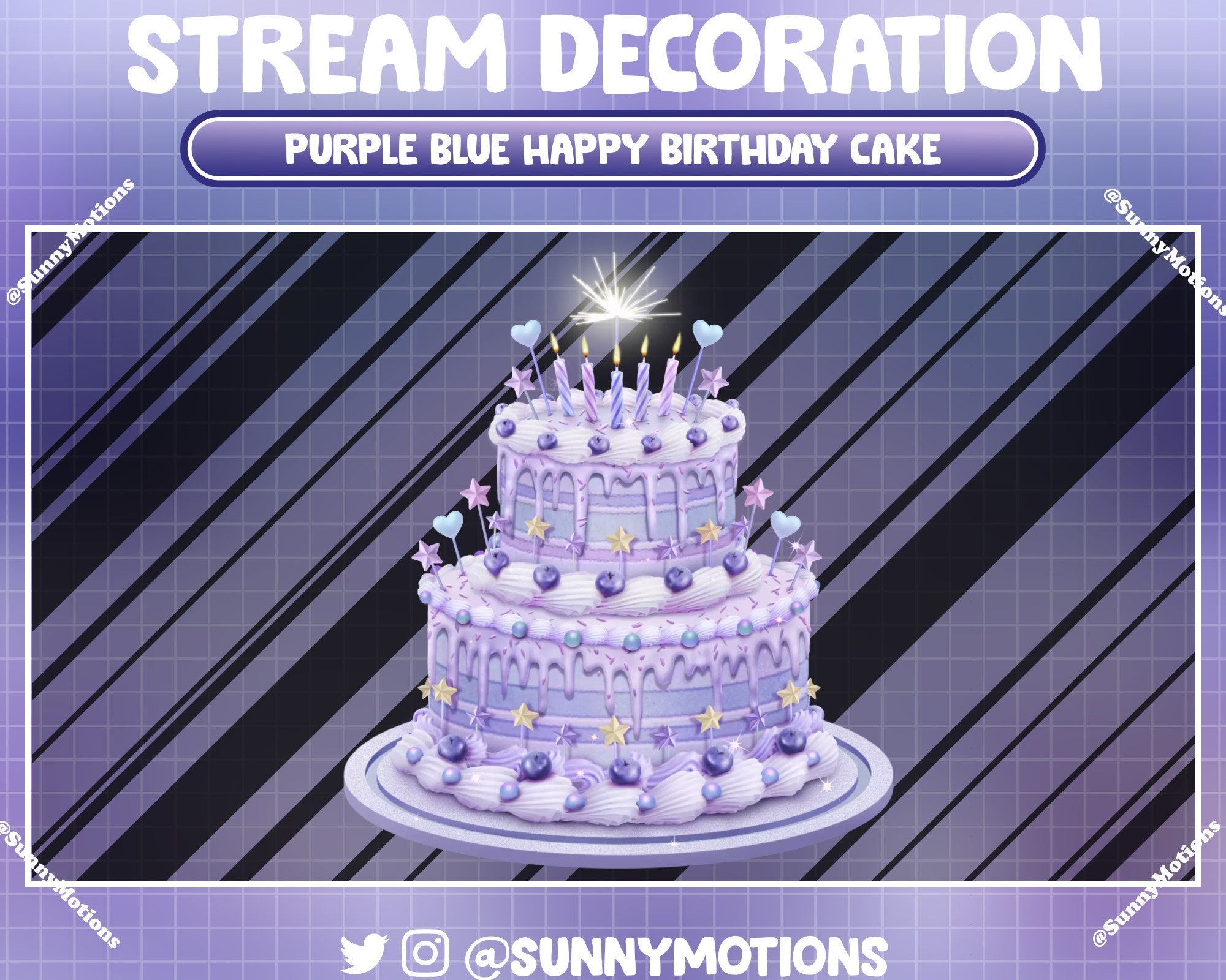 2x Animated Stream Decoration: Paste Blue Purple Blueberry Happy ...