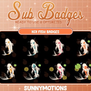 8 Koi Fish Twitch Sub Badges / Kawaii Cute Glossy Koi Fish Badges ...
