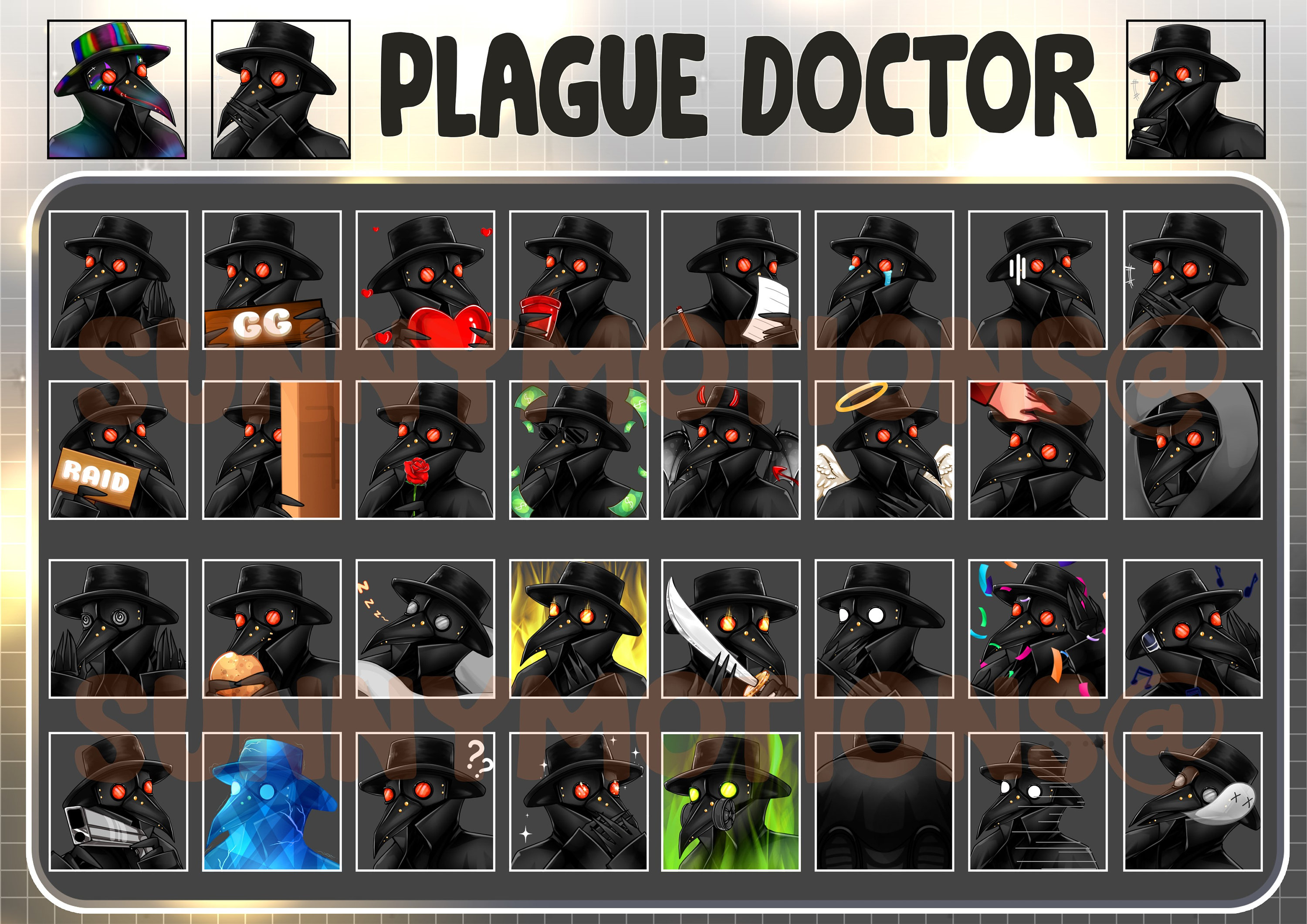 35 Plague Doctor Twitch Discord Mixer Youtube Emotes / Kawai - Etsy Canada