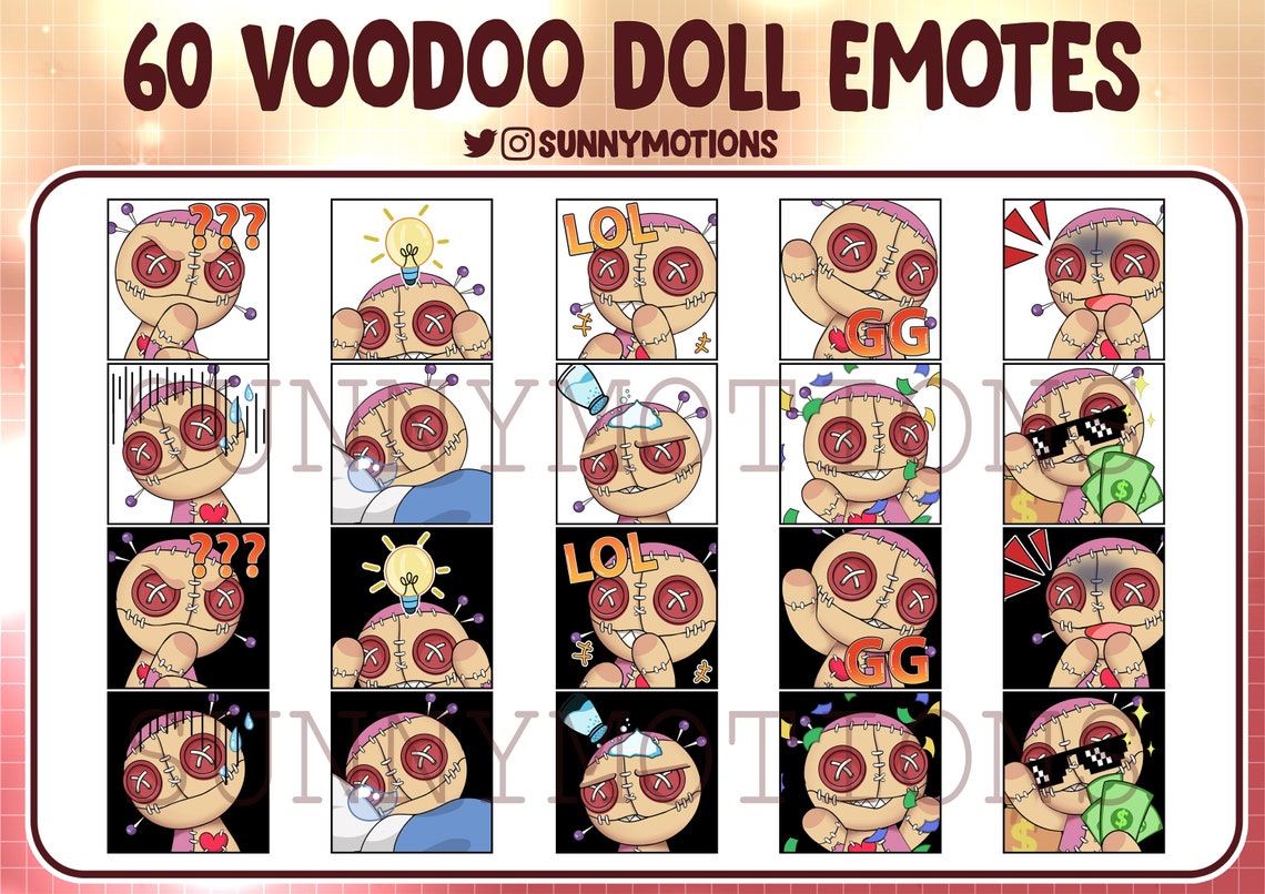 Horror Orange Voodoo Doll Twitch Emotes Bundle, Discord, Streamer ...
