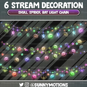 6 Animated Stream Decoration: Aesthetic Spooky Skull, Spider, Bat ...