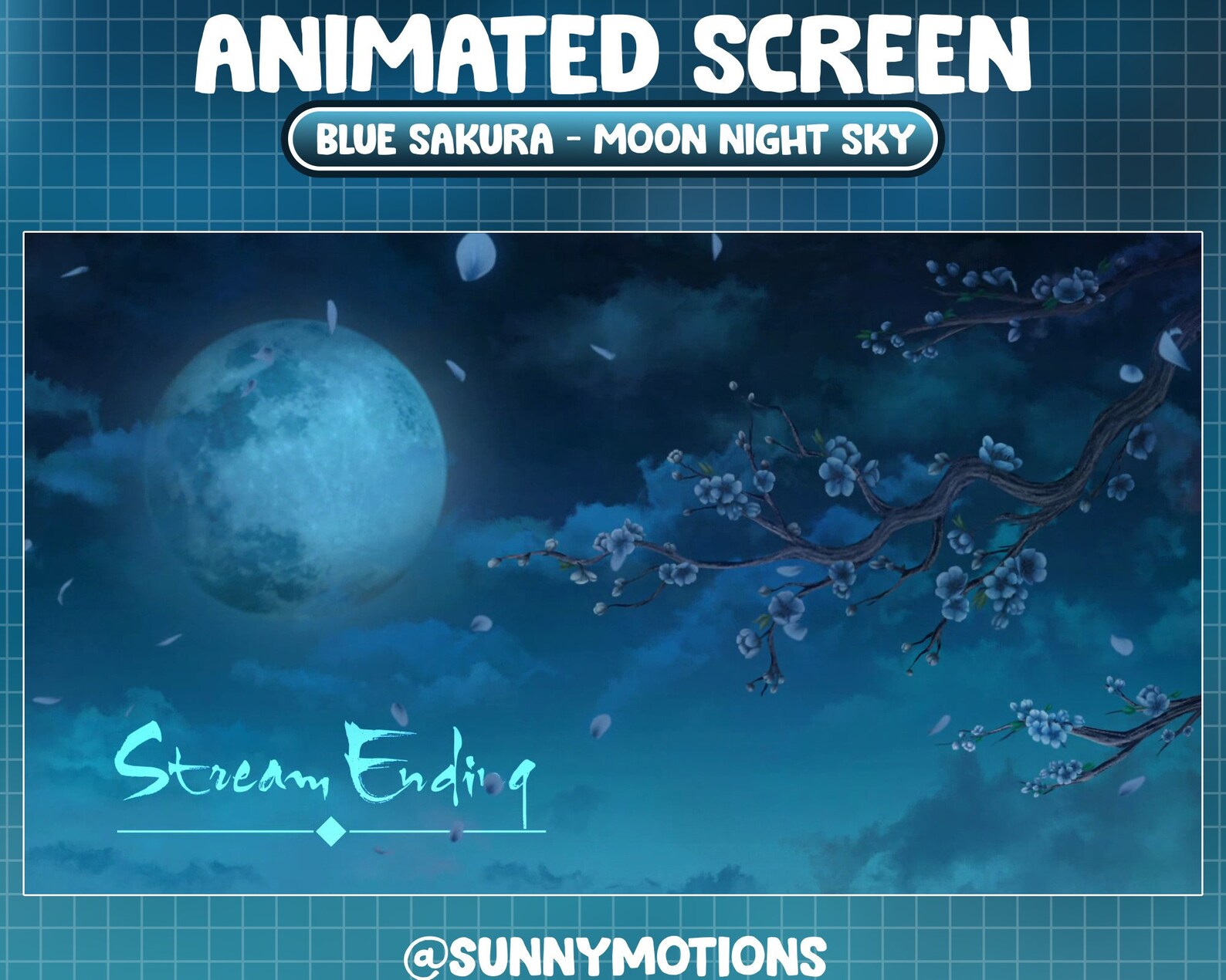 Animated Twitch Stream Package Overlay / Dark Navy Blue Celestial Moon ...