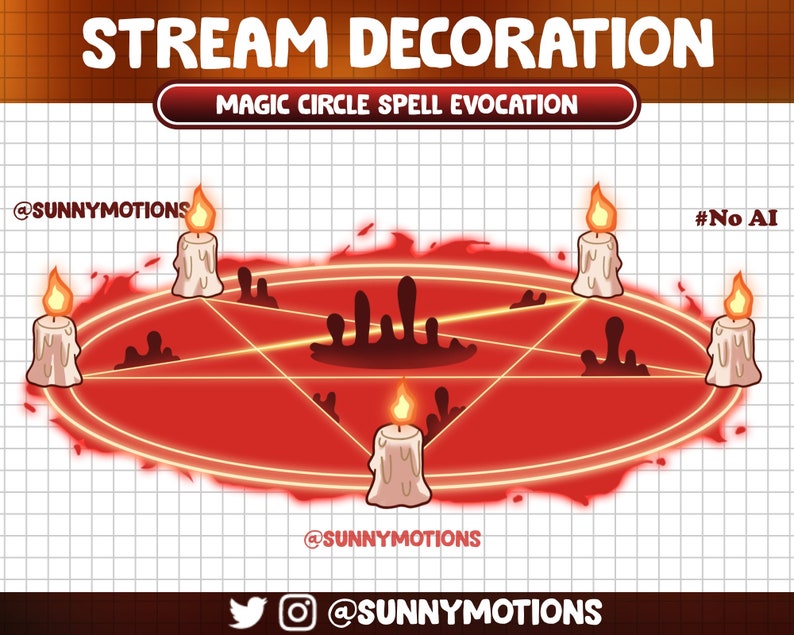 Animated Stream Decoration: Magic Circle Spell Evocation, Red Blood ...