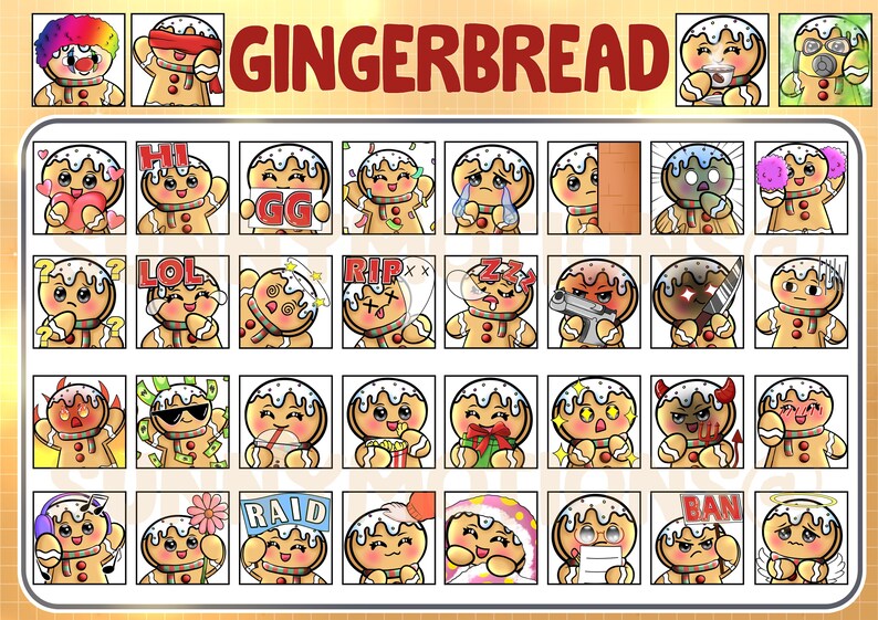 36 Cute Chibi Kawaii Gingerbread Christmas Twitch Discord Mixer Youtube ...