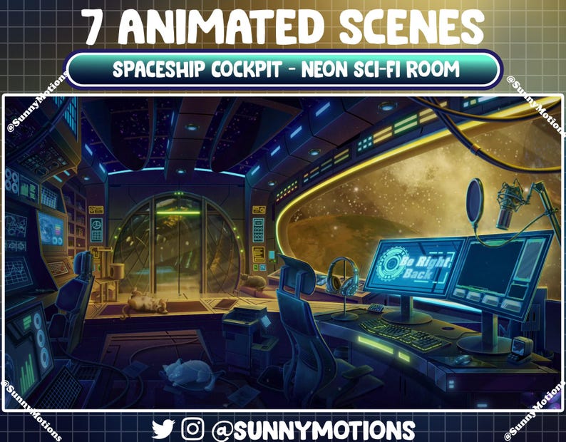 ANIMATED Stream Package: Spaceship Cockpit, Galaxy Nebula Twitch ...