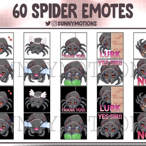 60 Cute Spider Twitch Emotes Bundle, Discord, Streamer, Kawai Halloween ...