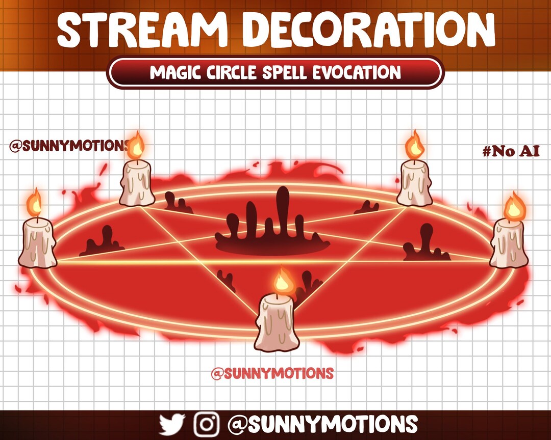 Animated Stream Decoration: Magic Circle Spell Evocation, Red Blood ...