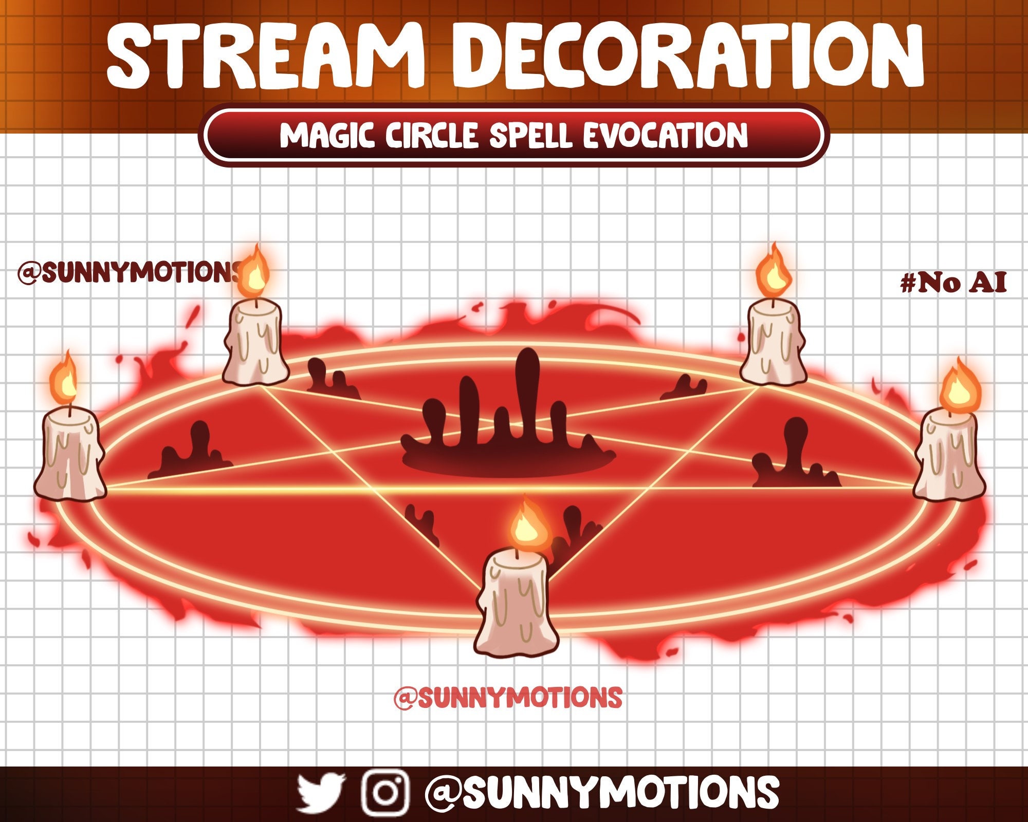 Animated Stream Decoration: Magic Circle Spell Evocation, Red Blood ...
