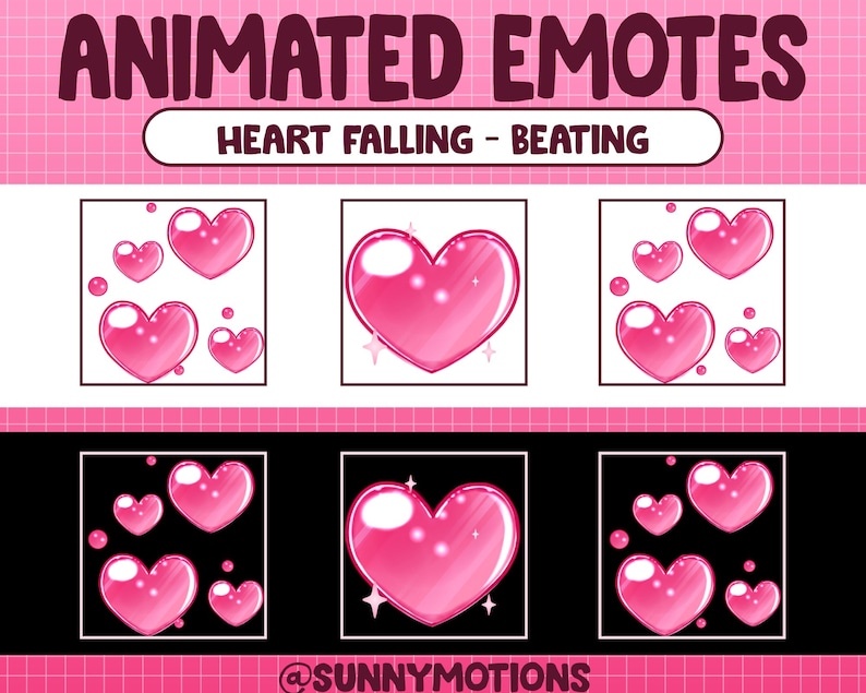 Animated Twitch Emotes / Pastel Pink Flying Hearts / Falling, Beating ...