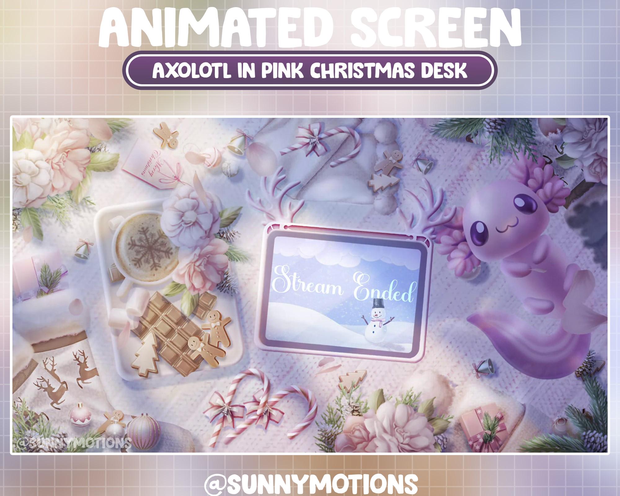 ANIMATED Twitch Overlay Stream Package: Lo-fi Cozy Pink Axolotl in ...