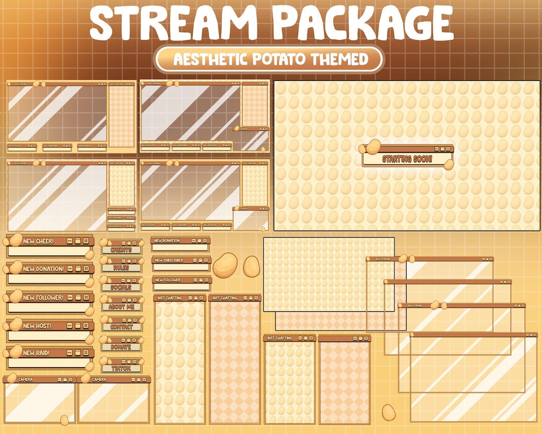 ANIMATED Stream Package: Lo-fi Aesthetic Potatoes Twitch Overlay, Sweet ...