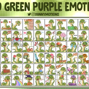 60x Cute Green Snake Twitch Emotes Bundle, Discord, Kawaii Snakes ...