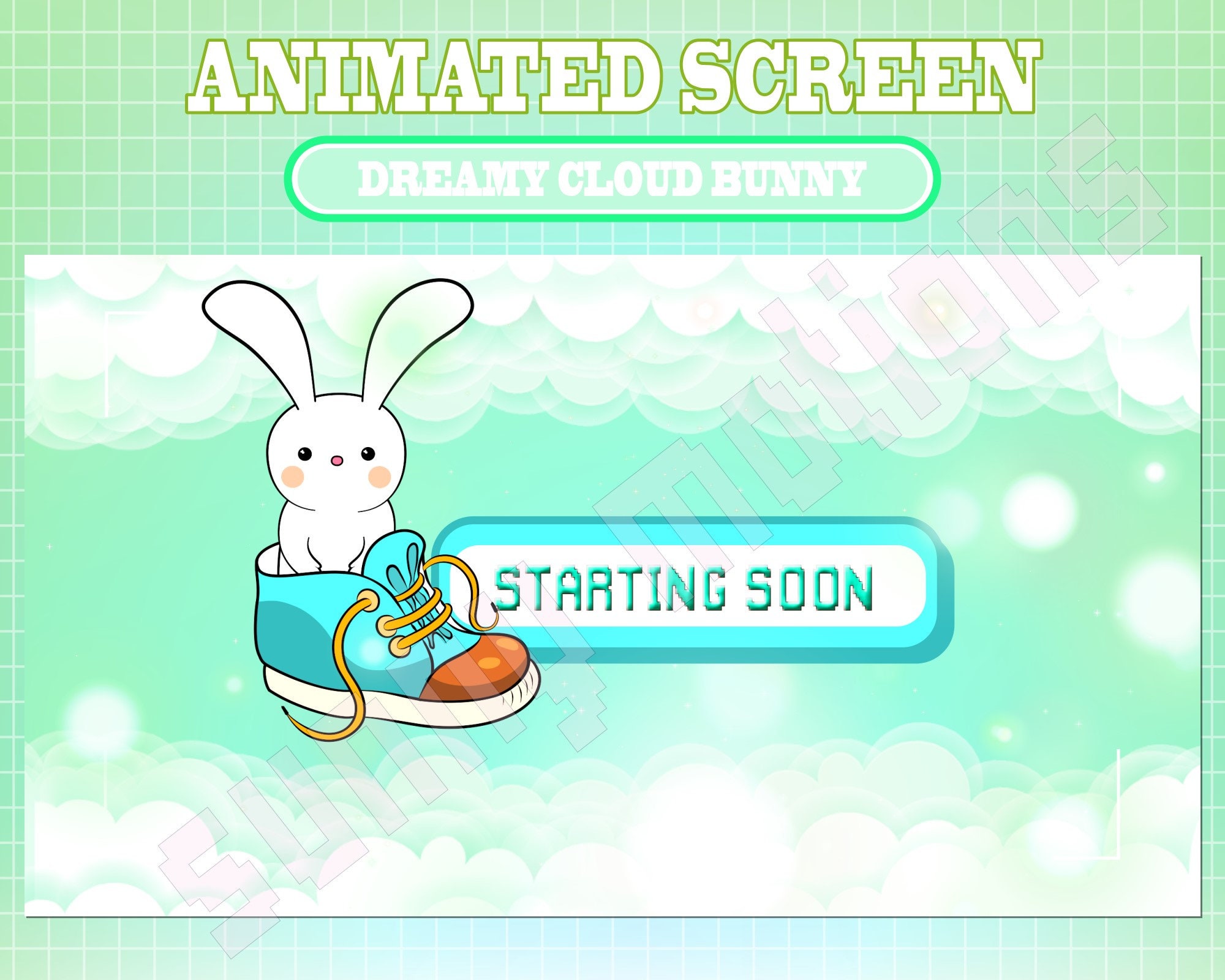 5x Animated Twitch Cute White Bunny Rabbit Sparkle Screens / - Etsy