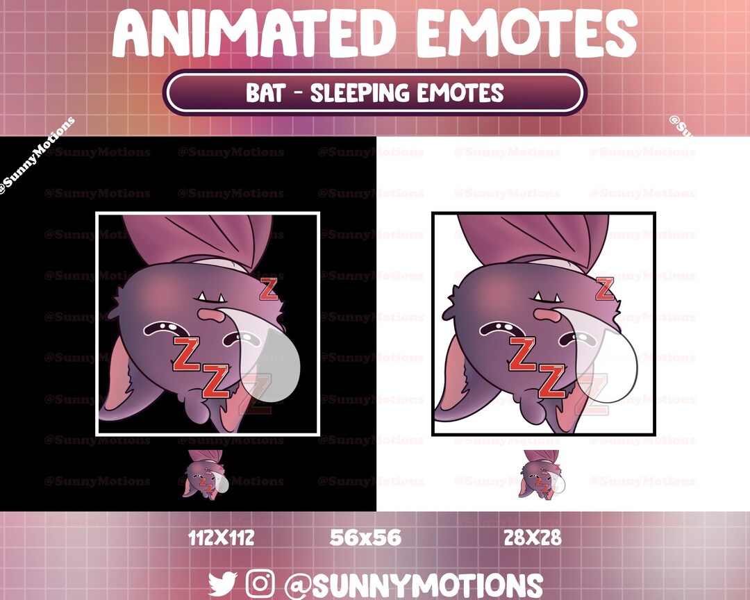 Animated Cute Bat Sleeping Twitch, Discord Emotes, Kawaii Pastel ...