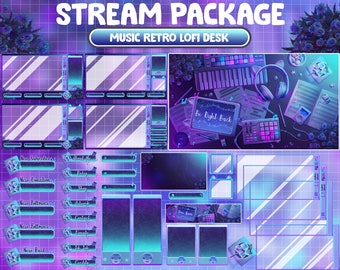 Animated Twitch Stream Package Overlay / Retro Lofi Desk Night - Etsy