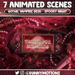 ANIMATED Stream Screen: Red Black Gothic Vampire Desk Twitch Scene ...